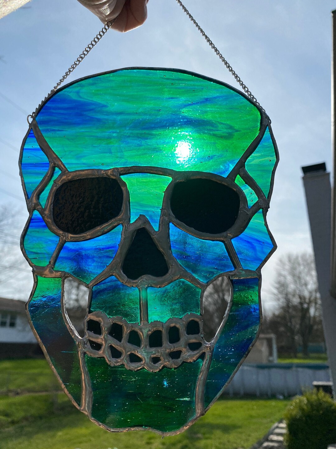 Skull Stained Glass Suncatcher - Etsy