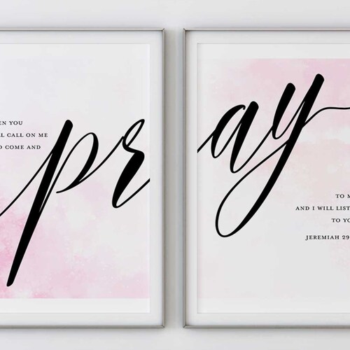 Be Still Bible Verse Wall Art Set of 2 Modern Scripture Quote | Etsy