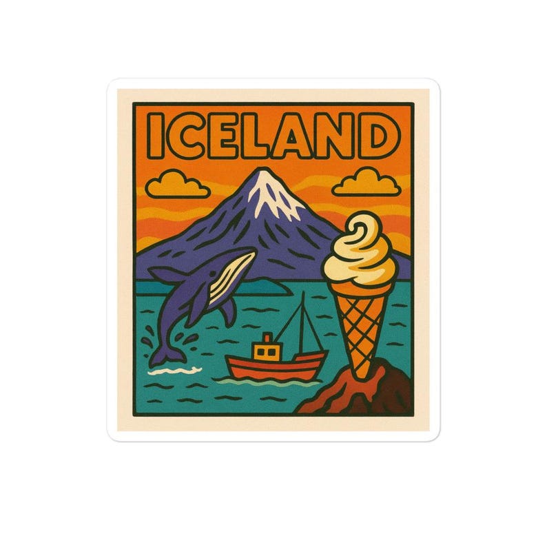 Iceland Whale and Ice Cream Nordic Bubble-free Stickers - Etsy