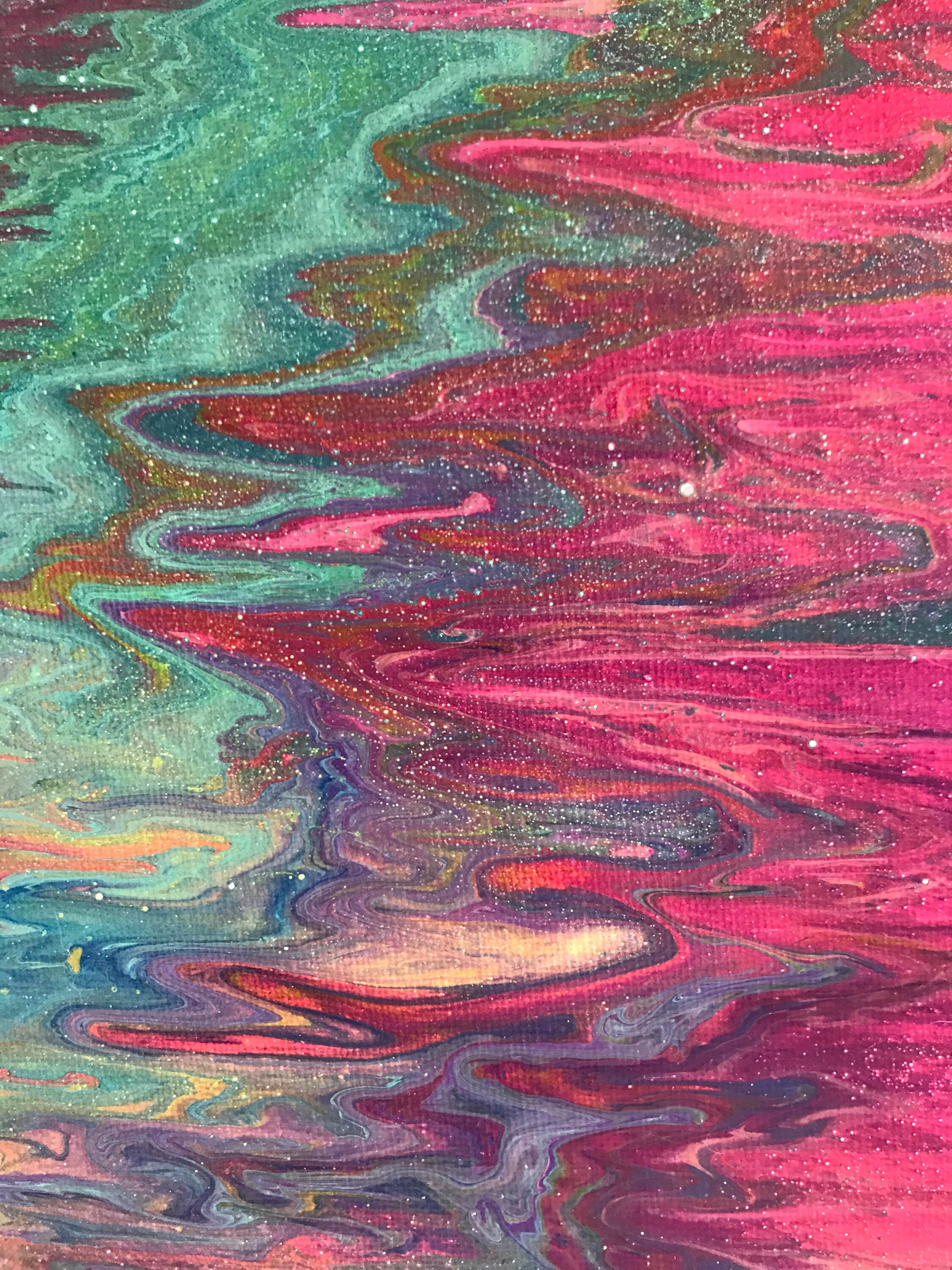 Abstract Original Acrylic Drip Painting- Pink, Blue, and Green - Etsy