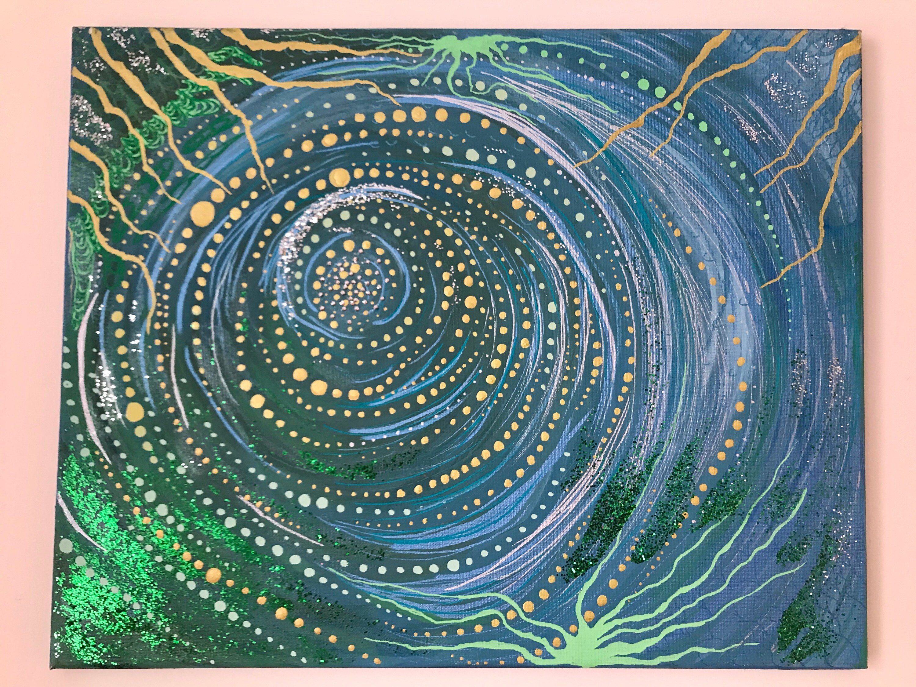 Abstract Vortex Painting in Mixed Media. Surf Art, Good Vibes, Ocean ...