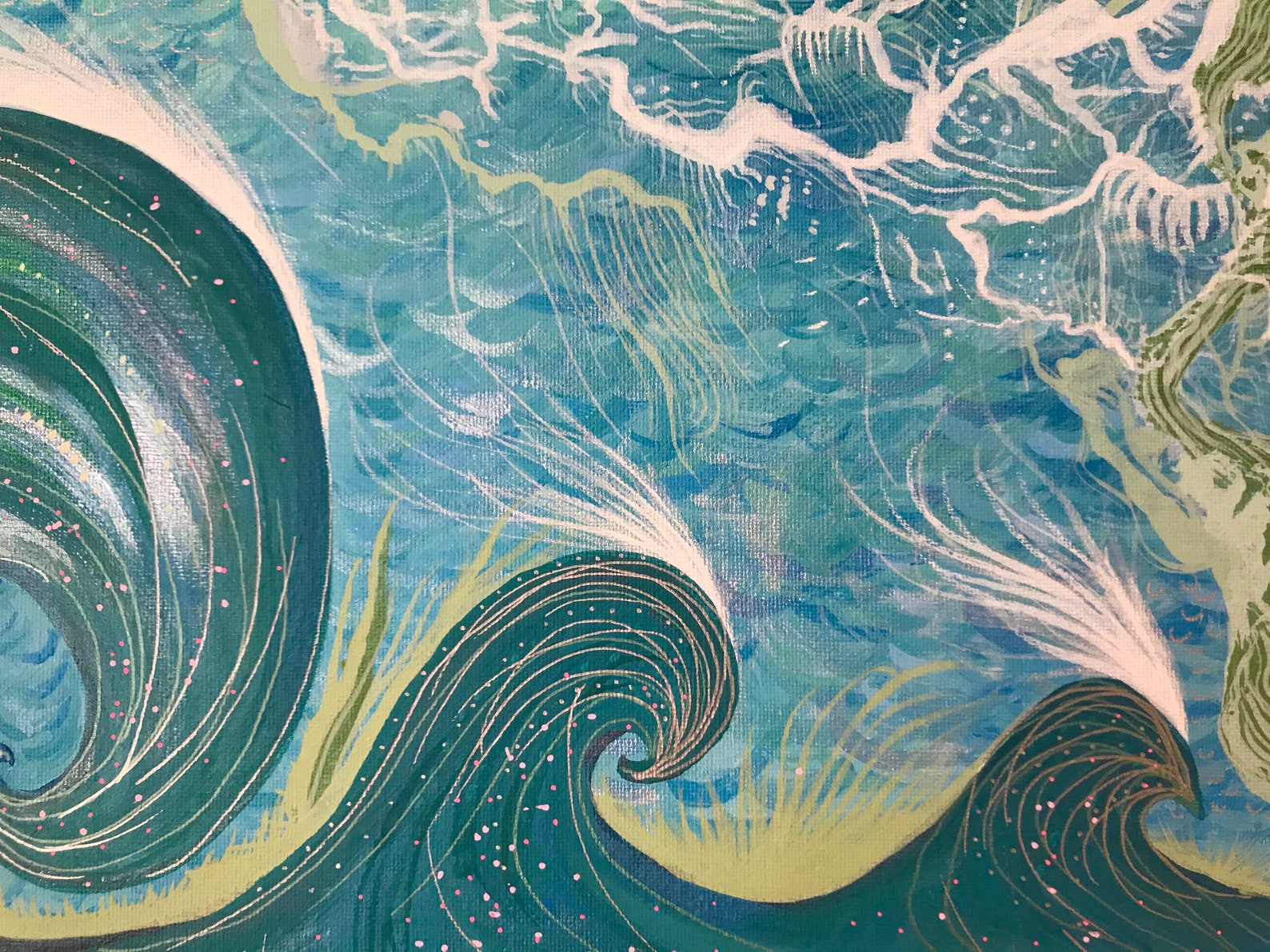 Magic Waves Original Painting- Abstract Pop Surf Art, Ocean Art One-of ...