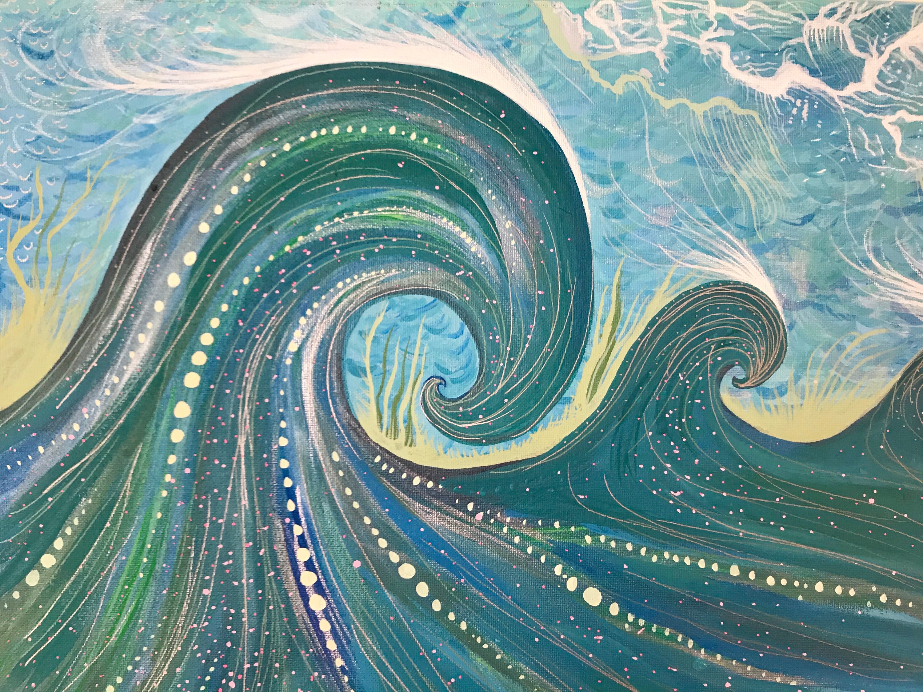 Magic Waves Original Painting- Abstract Pop Surf Art, Ocean Art One-of ...