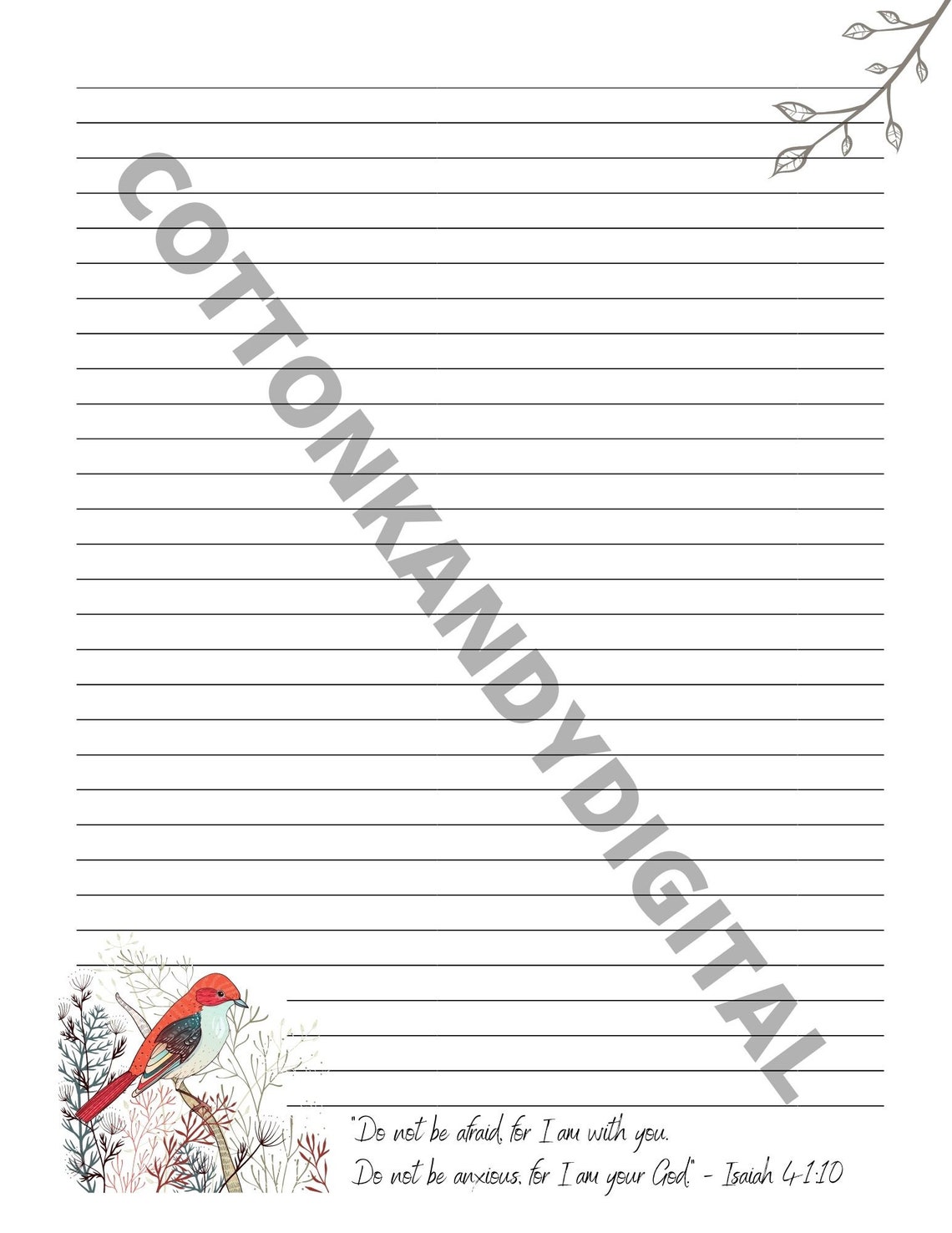 Bird Letter Writing Printable. Isaiah 41:10. PDF 11x8.5. Jw Letter ...