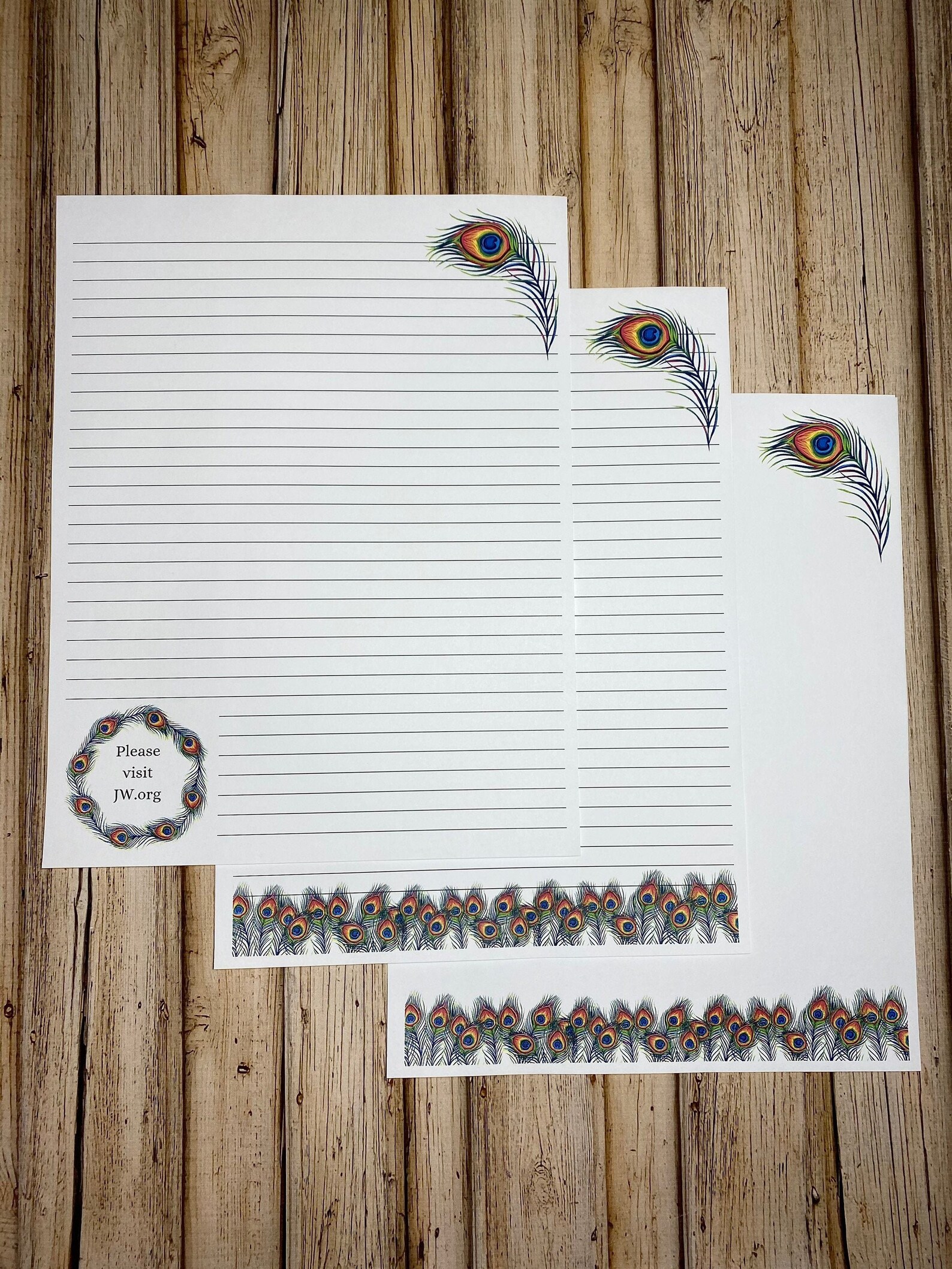 Peacock Feather Letter Writing Printable. Jw.org. PDF 11"x8.5". Jw ...