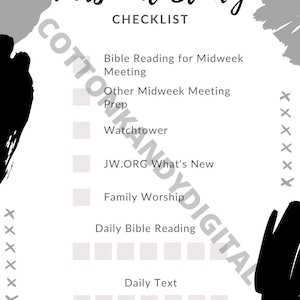 Personal Study Checklist. JW Personal Study Worksheet. PDF 11"x8.5 ...