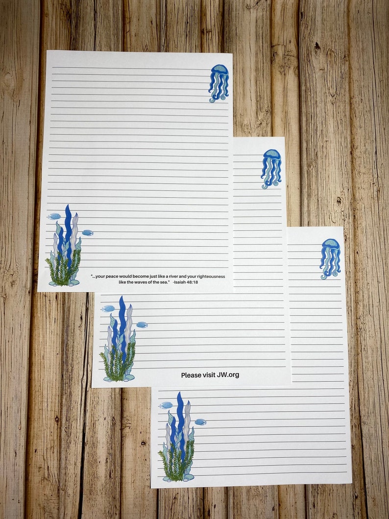 Ocean Letter Writing Printable Isaiah 48:18. PDF 11x8.5. Jw Letter ...