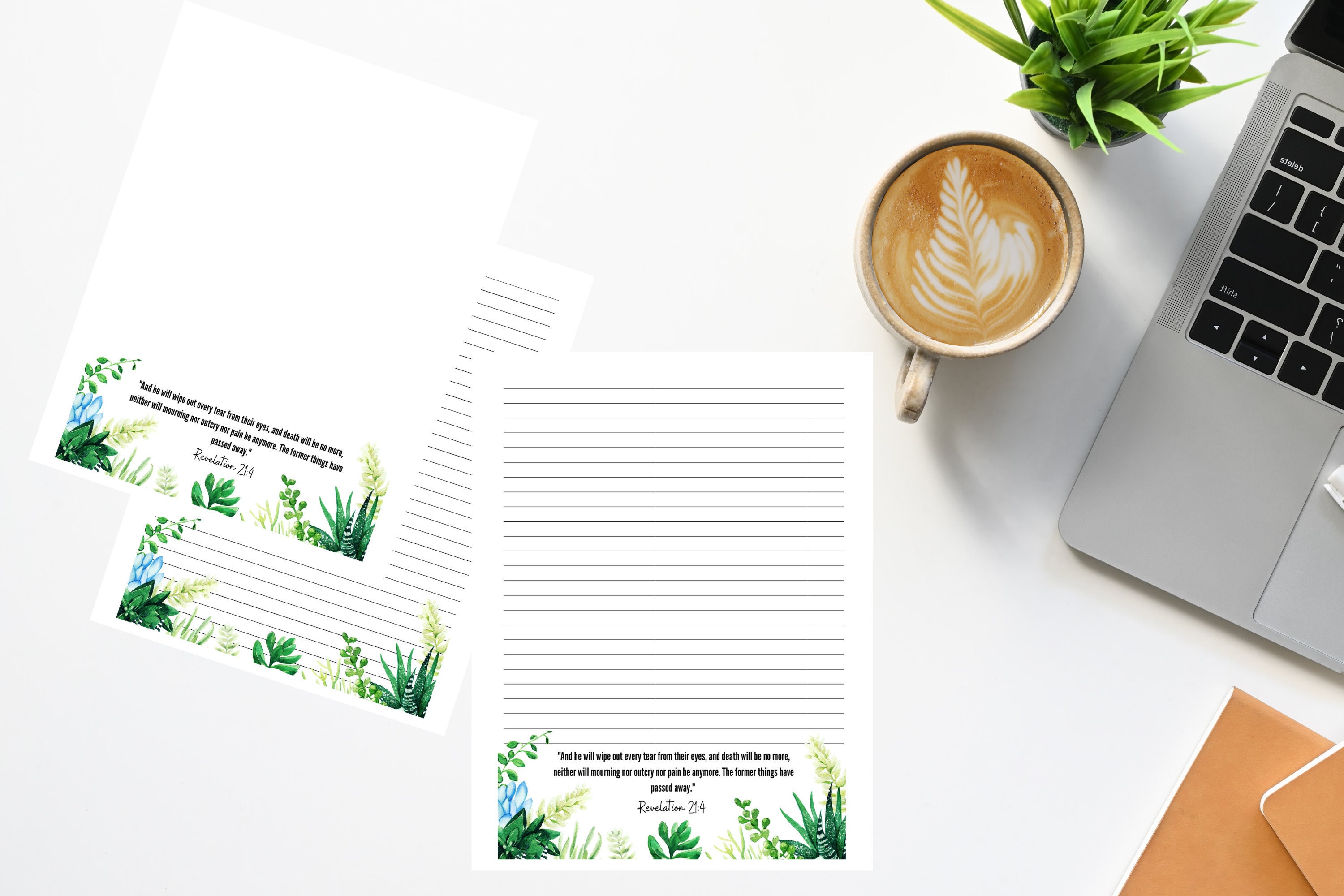 Succulent Plant Letter Writing Printable. Revelation 21:4. PDF 11"x8.5 ...