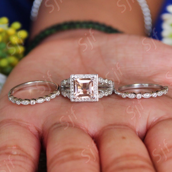 Princess Cut Wedding Ring Set - Etsy