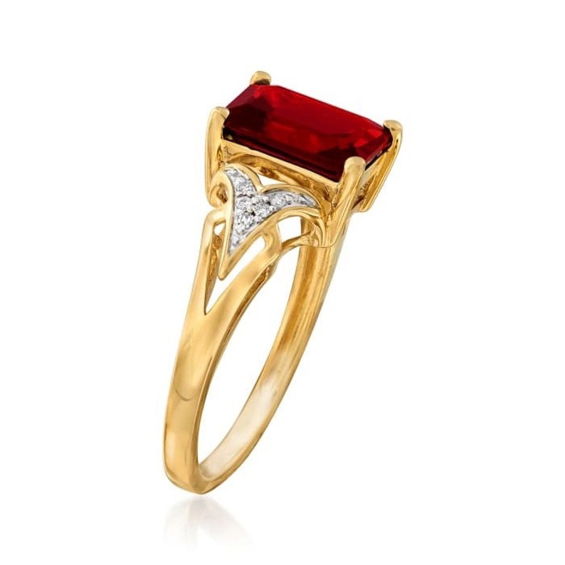 Red Garnet Ring Red Garnet Engagement Ring Emerald Cut - Etsy