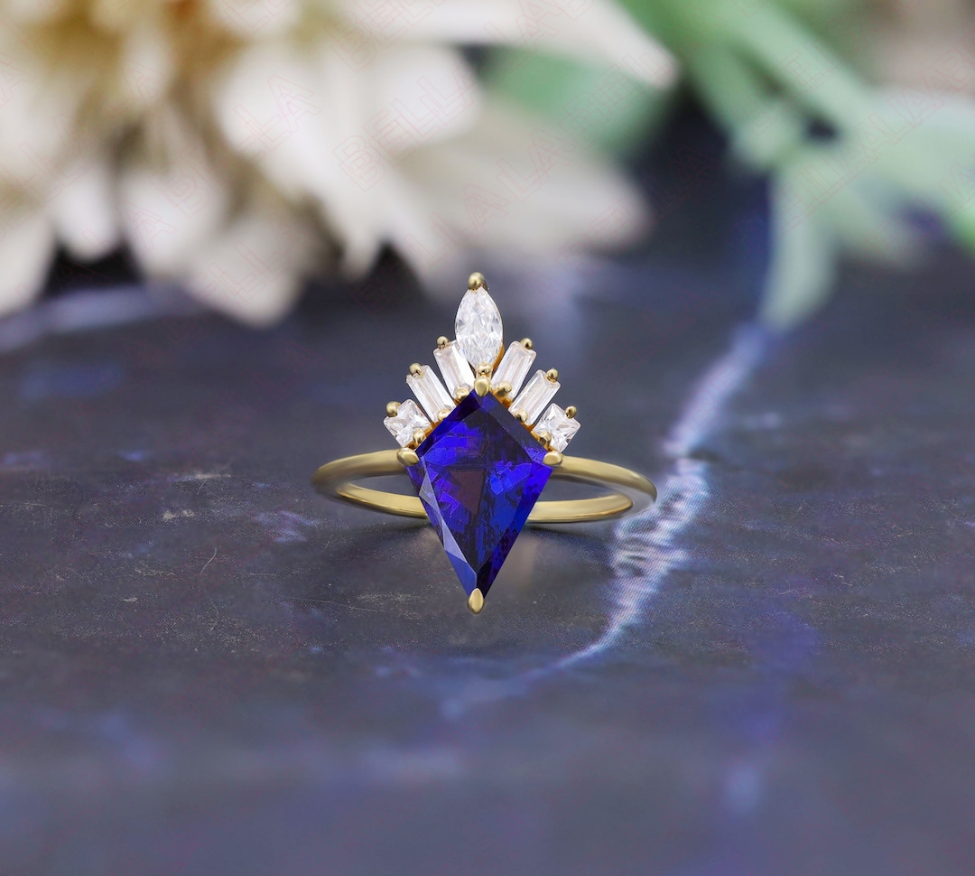 Vivid Violet D Block Blue Tanzanite Gemstone 14K Rose Gold Ring Kite ...