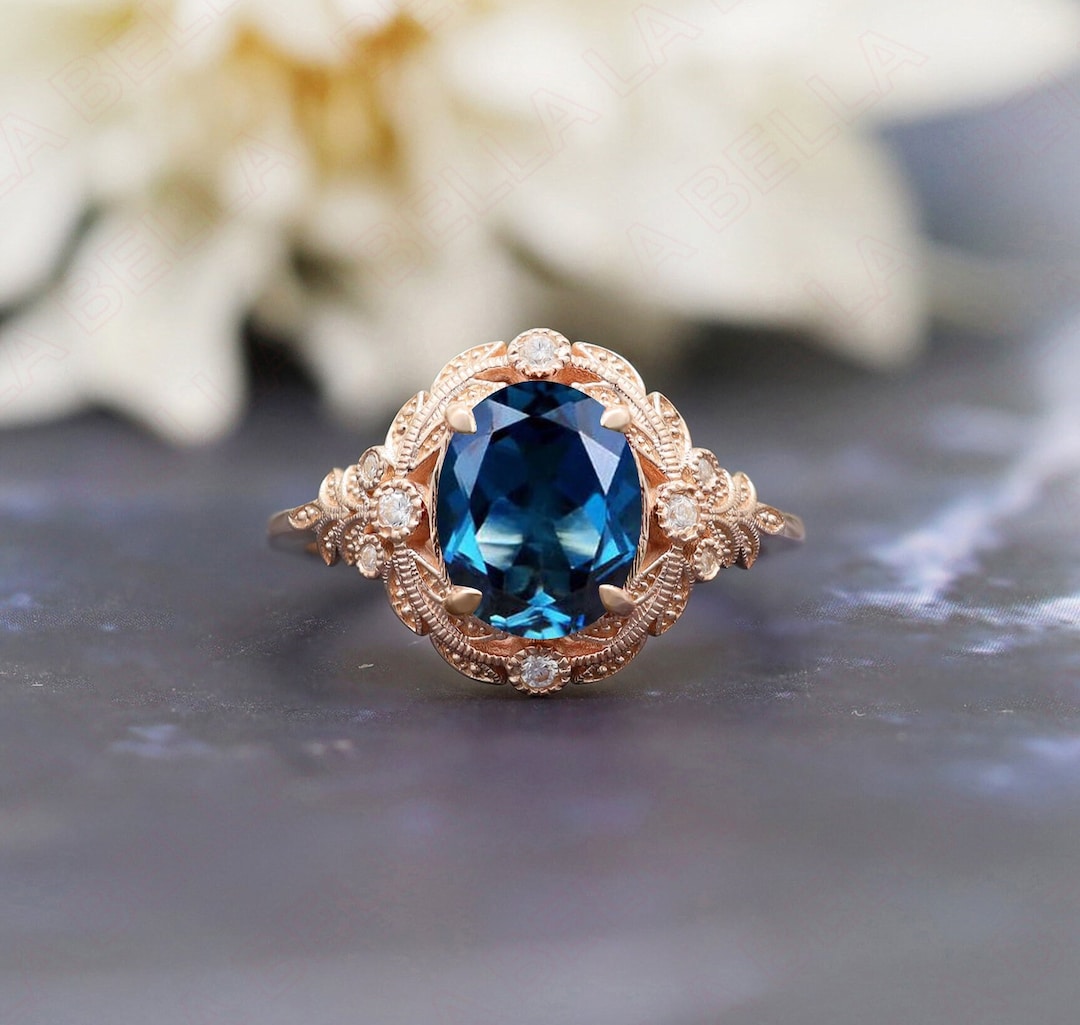 Oval London Blue Topaz 925 Silver Wedding Ring Anniversary Ring 14K 18K ...