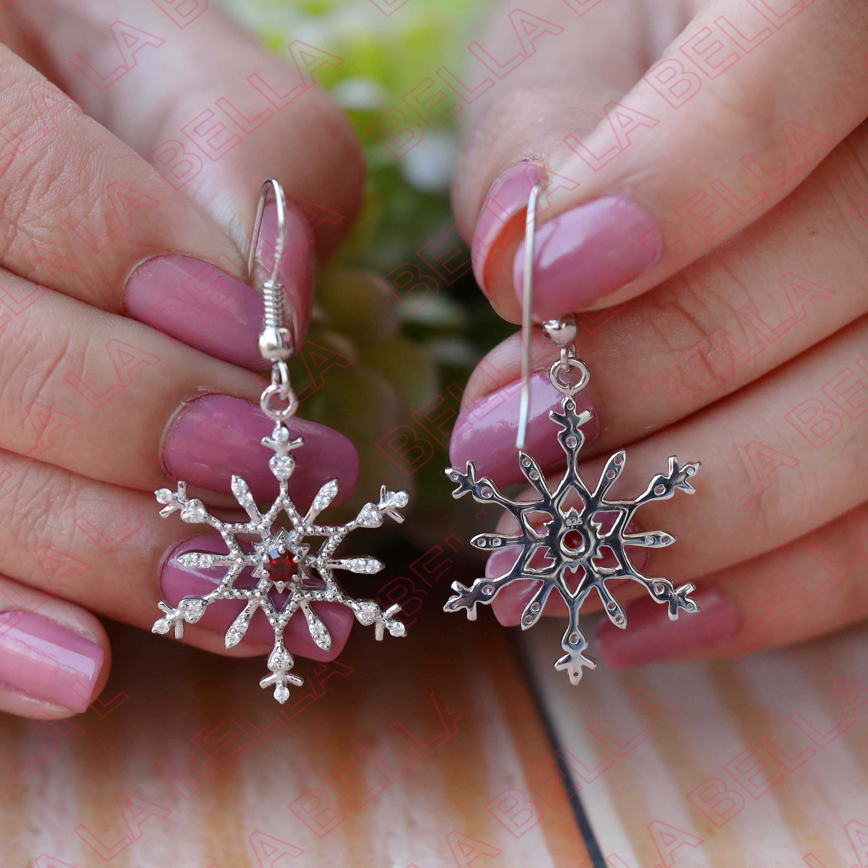 925 Sterling Silver Dainty Snow Flakes Ear Wire Earring, Snowflakes ...