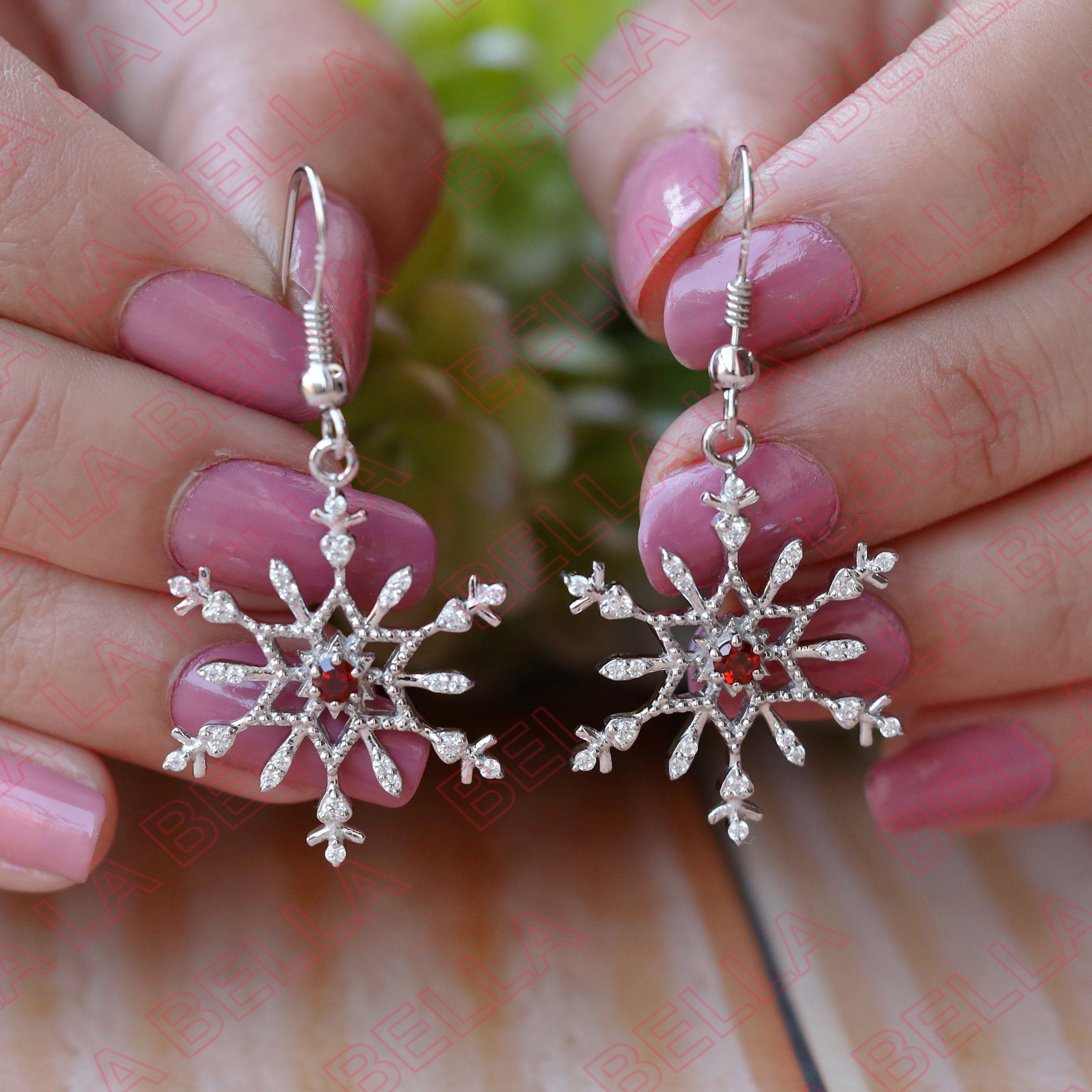 925 Sterling Silver Dainty Snow Flakes Ear Wire Earring, Snowflakes ...
