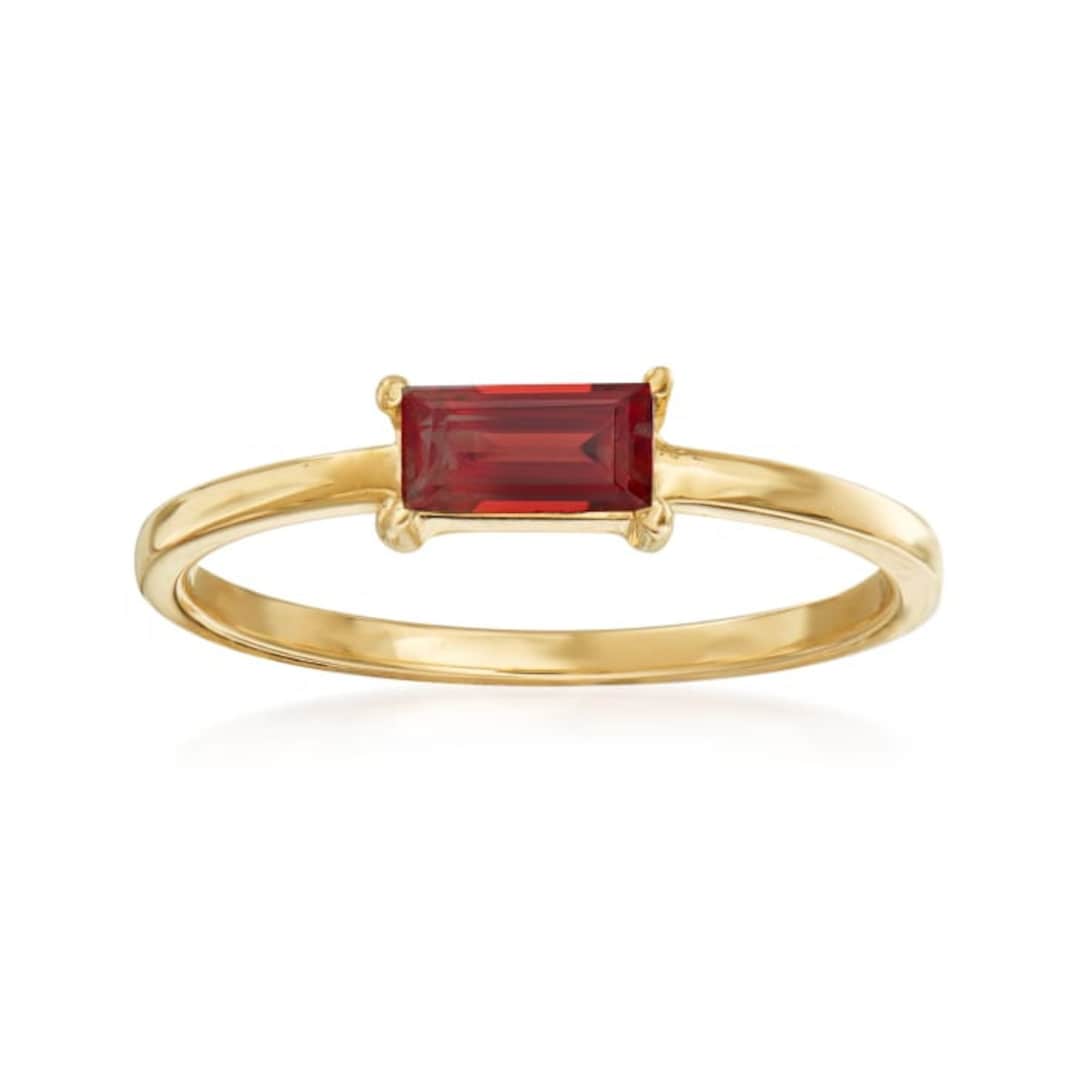 Garnet Ring, Baguette Garnet Wedding Band, January Birthstone Ring ...