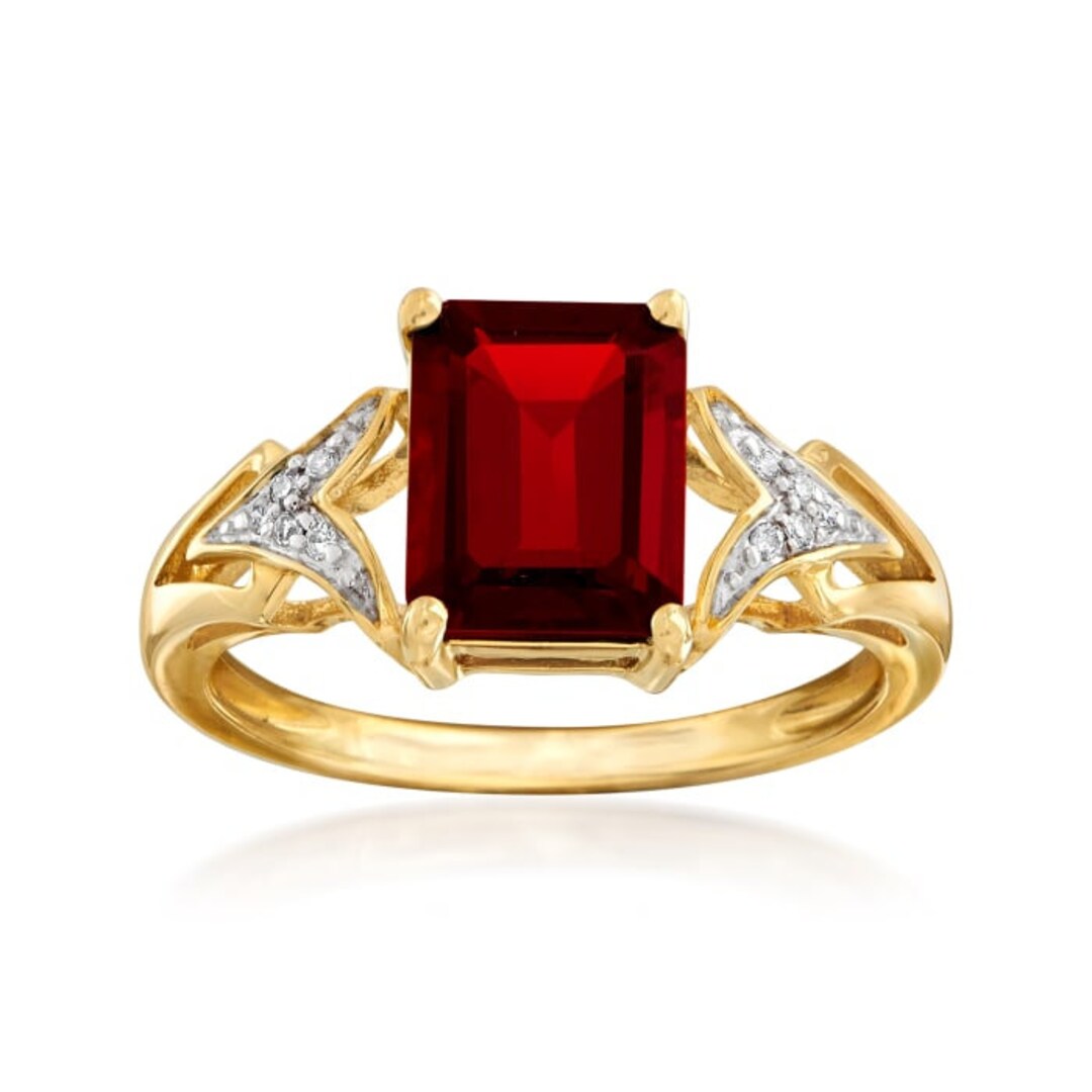 Red Garnet Ring, Red Garnet Engagement Ring, Emerald Cut Natural Red ...