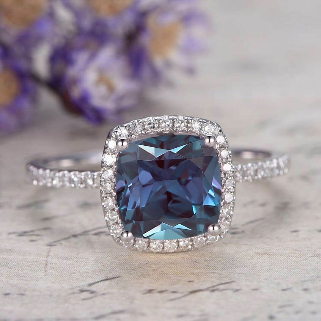 Alexandrite Ring |cushion Cut Alexandrite Engagement Ring |women's Ring ...