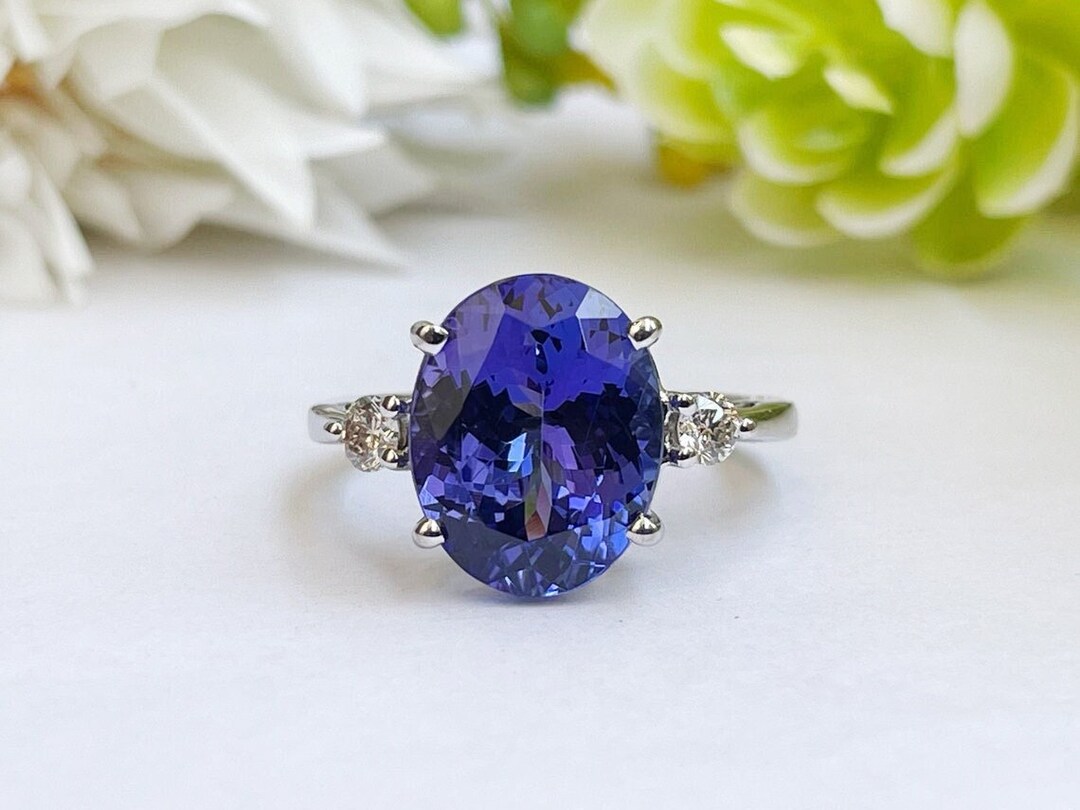 6.38 Ct AAAA GIE Certified Blue Tanzanite Gemstone Women Engagement ...