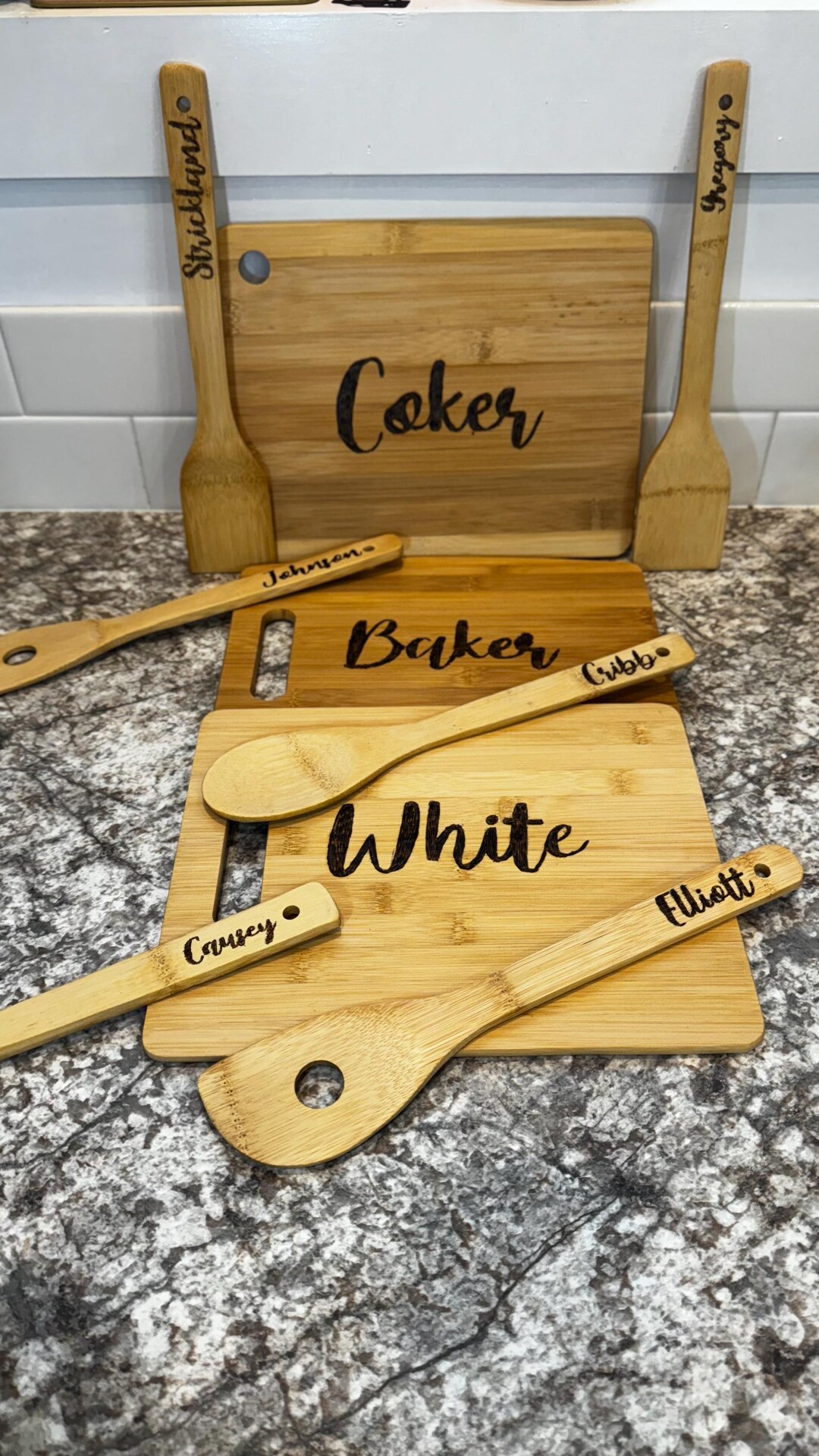 Personalized Wooden Utensil Set | Custom Cutting Board | Housewarming ...