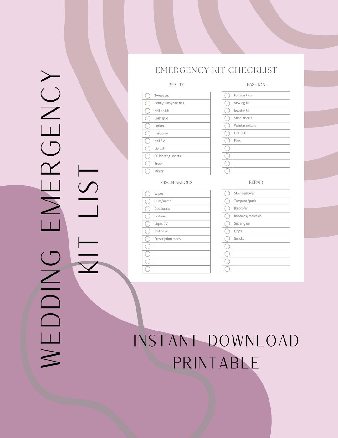 Wedding Emergency Kit Checklist: Comprehensive Bridal Packing List ...