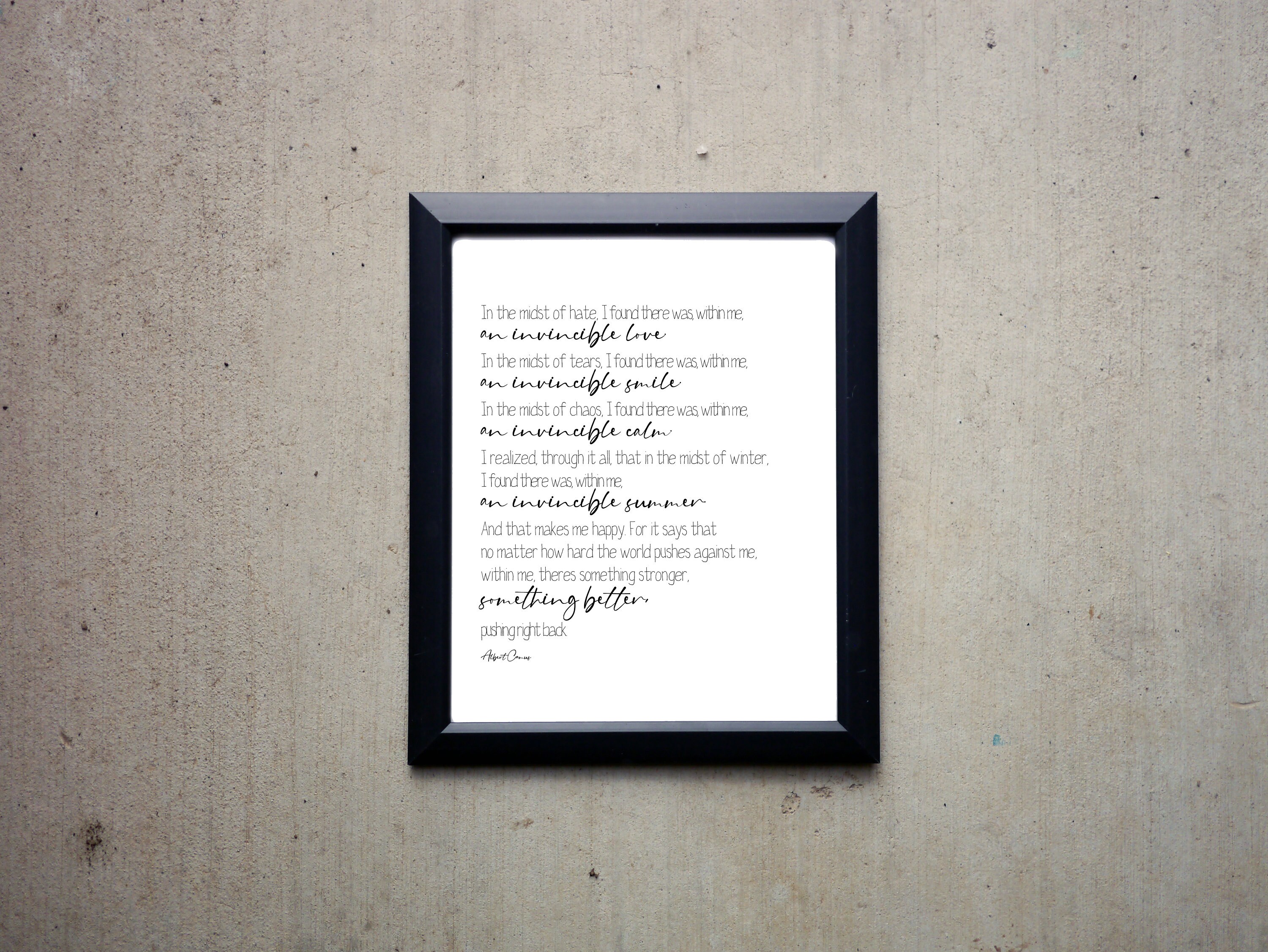 Albert Camus Invincible Summer Poem Digital Download | Etsy