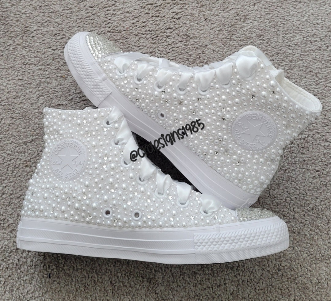 Women Swarovski or Rhinestone All-star High-top Pearl Converse, Women ...