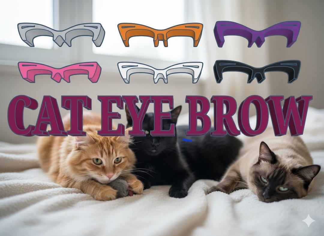 Cat Eye Brow Glasses Topper: 3D Printed Magnetic Brow - Etsy