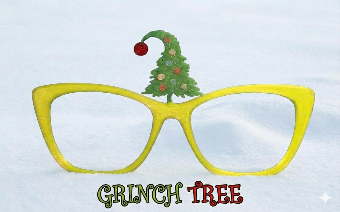 1 3D Printed Grinch Painted CHRISTMAS TREE Magnetic Glasses Toppers ...