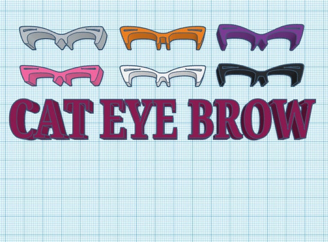 1 Cat Eye Cut BROW 3D Printed Magnetic Glasses Topper With Magnets ...