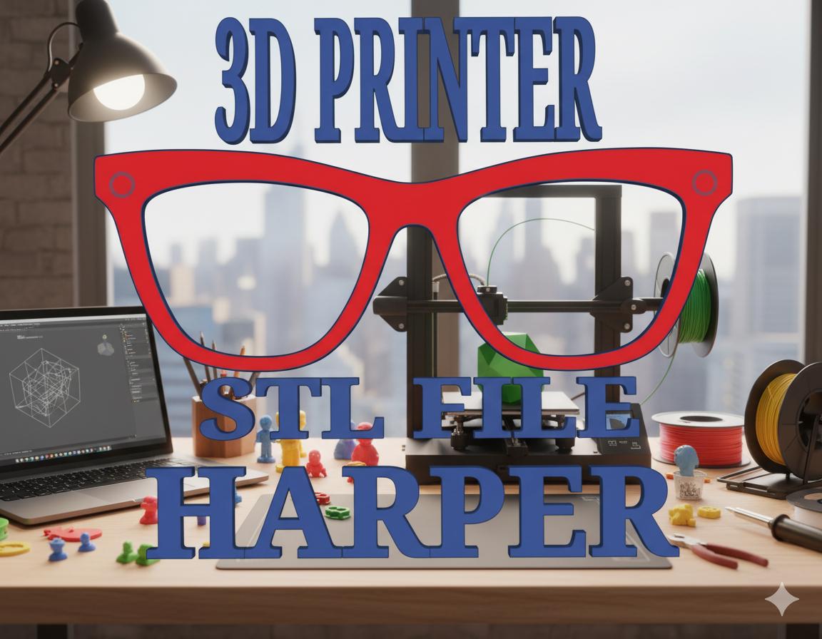 Harper Eyeglasses Topper STL File for 3D Printing (digital Download) - Etsy