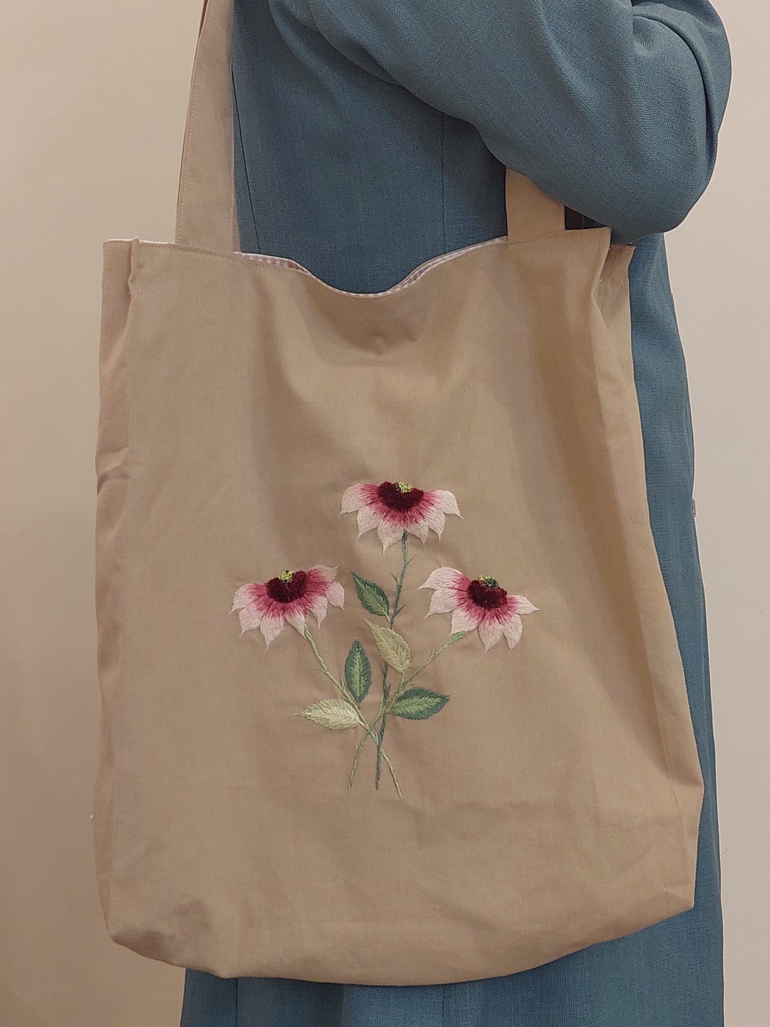 Finished Embroidered Floral Tote Bag - Etsy