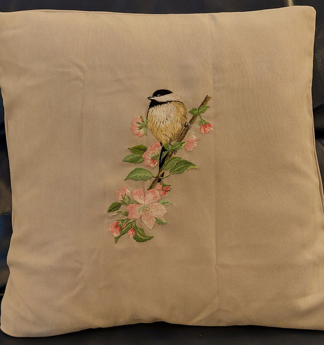 Embroidered Cushion,bird on a Flower Branch - Etsy