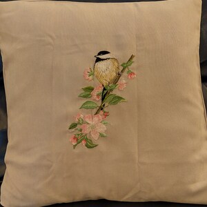 Embroidered Cushion,bird on a Flower Branch - Etsy