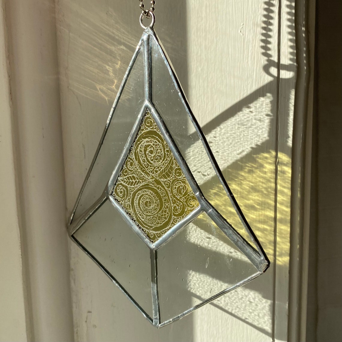 Hand-etched Stained Glass Sun Catcher - Etsy