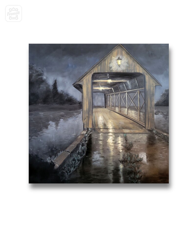 Covered Bridge Digital Art - Etsy