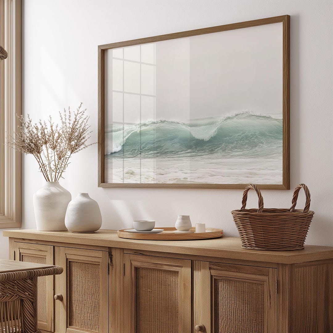 Ocean Waves Print, Modern Coastal Water Poster, Large Wall Art Beach ...