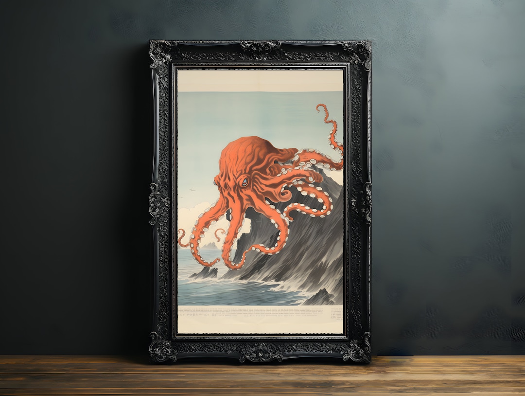Vintage Octopus Woodblock Poster, Ukiyo-e Octopus Print, Japanese ...