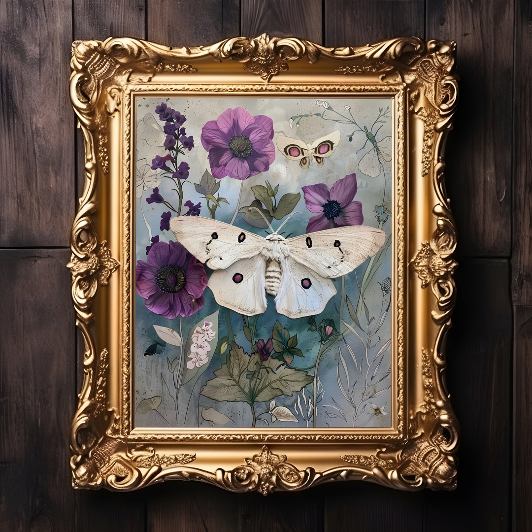 Dark Academia Decor Moth Art Print for Room Decor, Weirdcore Wall Art ...