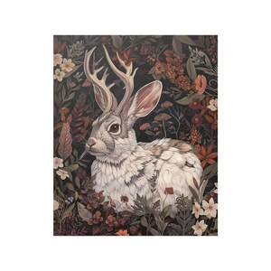 Jackalope Art Print, Dark Academia Animal Wall Art, Magical Woodland ...