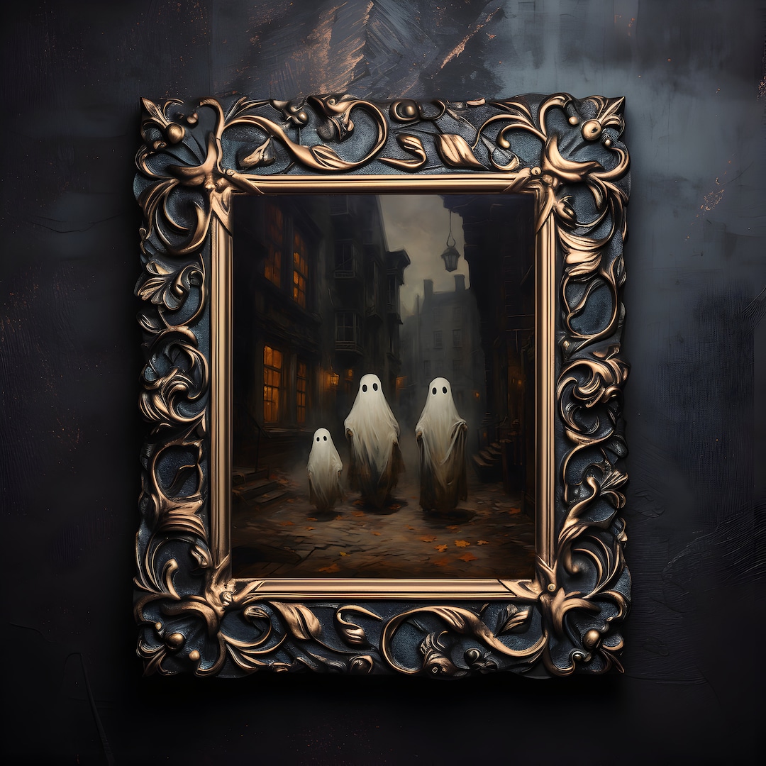 Ghosts Walking on the Street Poster, Sheeted Ghost Print, Cute Little ...