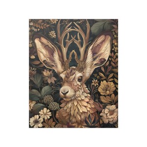 Jackalope Art Print, Dark Academia Animal Wall Art, Magical Woodland ...