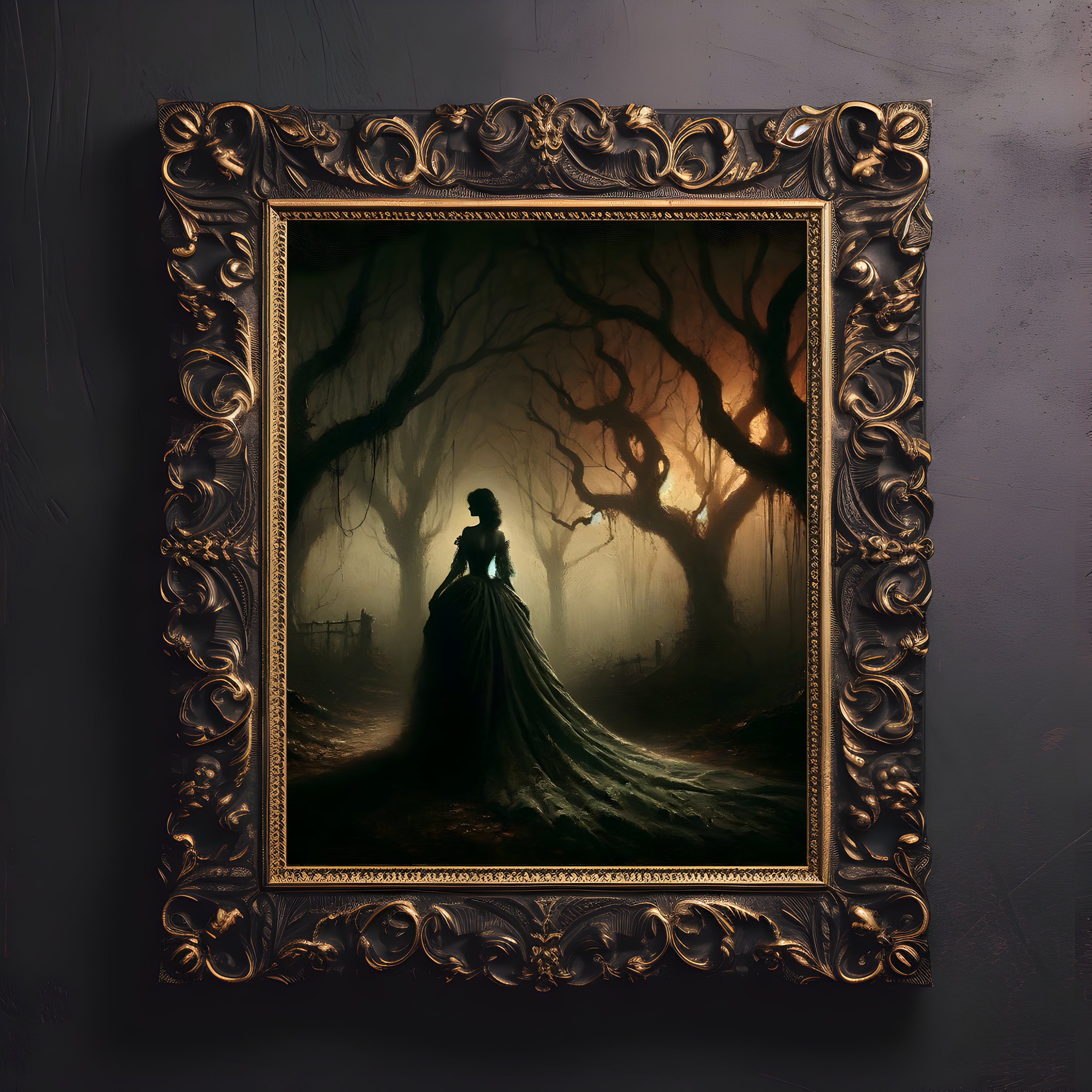 The Witch Twilight Dark Forest, Vintage Gothic Wall Art Print - Dark ...