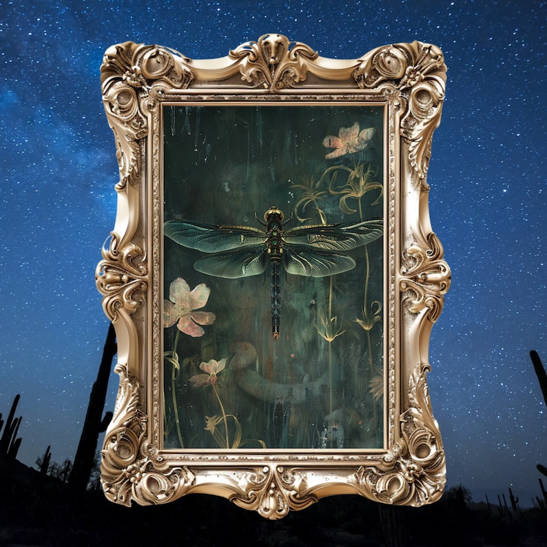 William Morris Inspired Gothic Botanical Dragon Fly Art Prints Dark ...