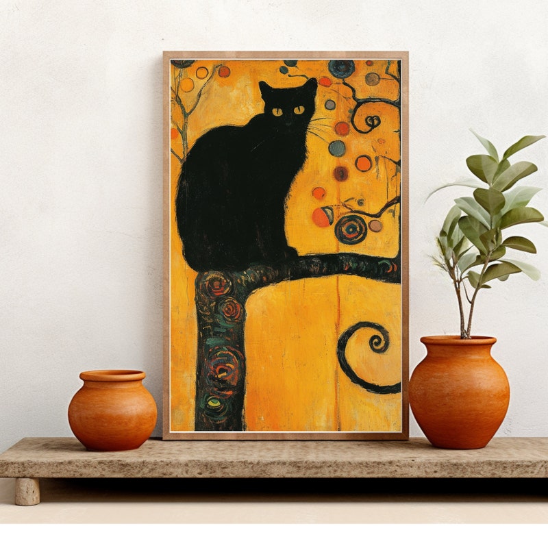 Black Cat Poster - Etsy