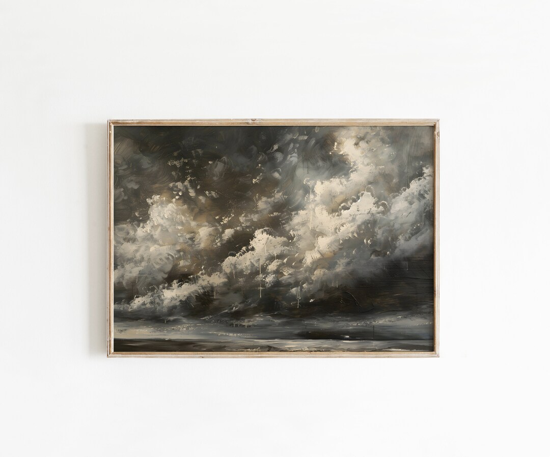 Vintage Moody Clouds Wall Art Print, Cloudy Sky, Gallery Art ...