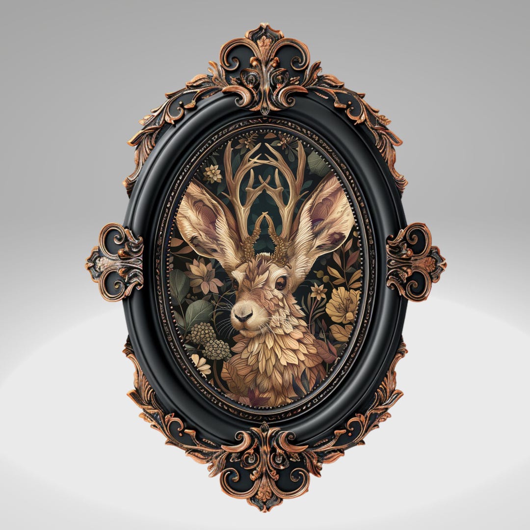 Jackalope Art Print, Dark Academia Animal Wall Art, Magical Woodland ...