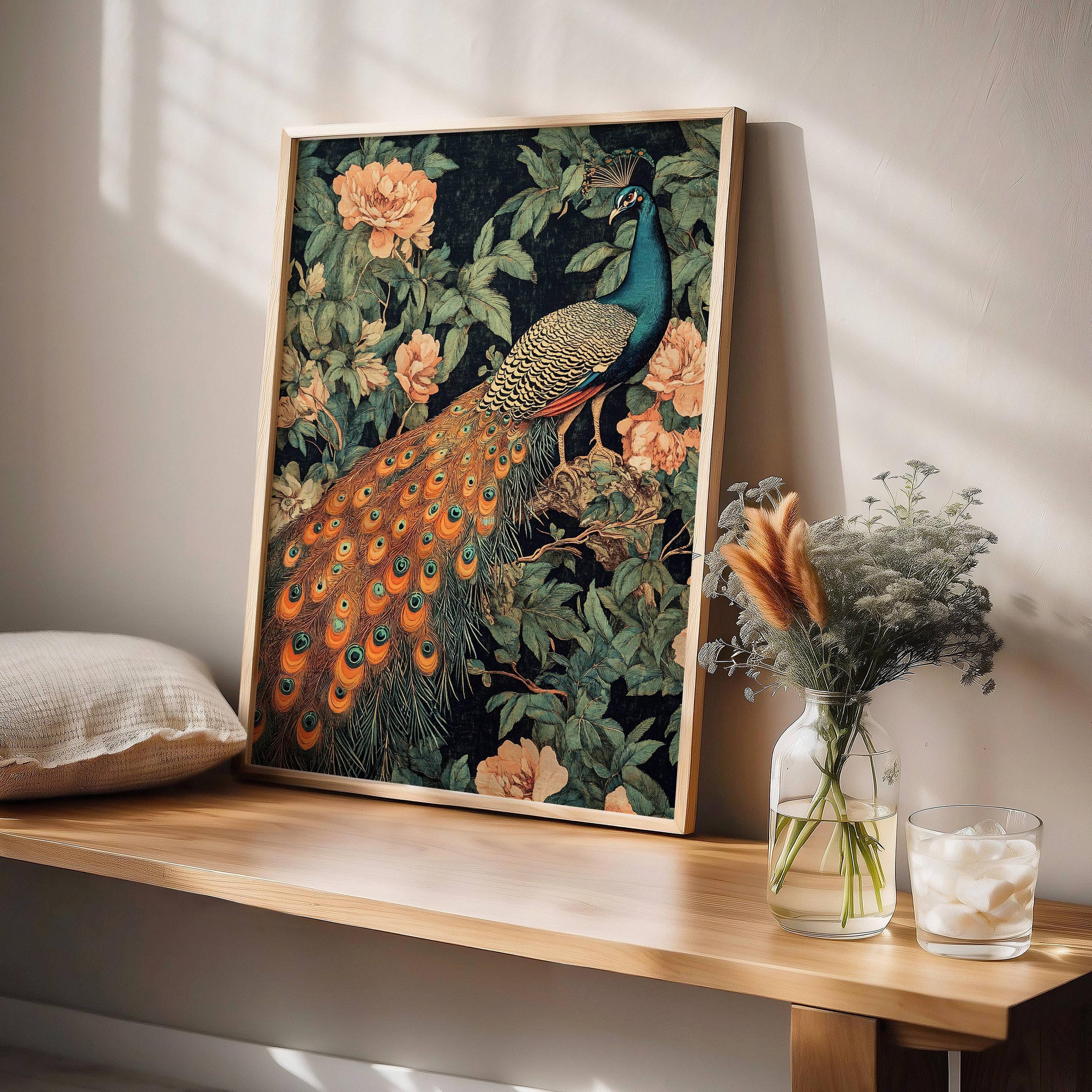 William Morris Inspired Peacock Art Print, Cottagecore Decor ...