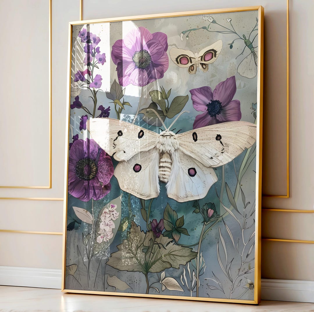 Dark Academia Decor Moth Art Print for Room Decor, Weirdcore Wall Art ...