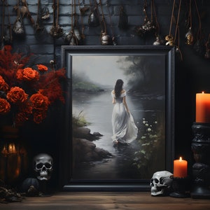 Walking Into the Lake, DIGITAL DOWNLOAD, Vintage Gothic Wall Art Print ...