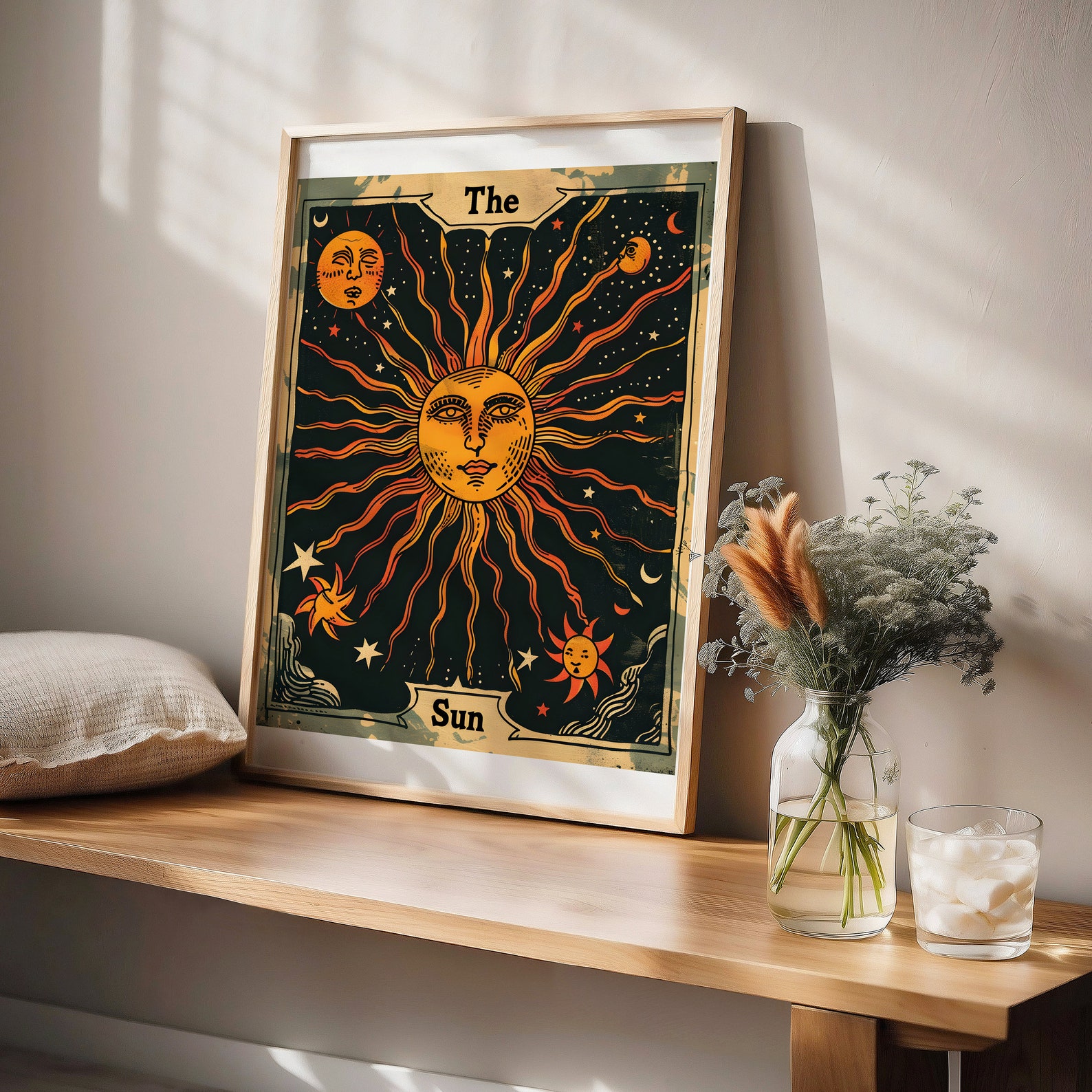 Tarot Card Vintage Weirdcore Decor the Sun Tarot Card Classic Tarot ...